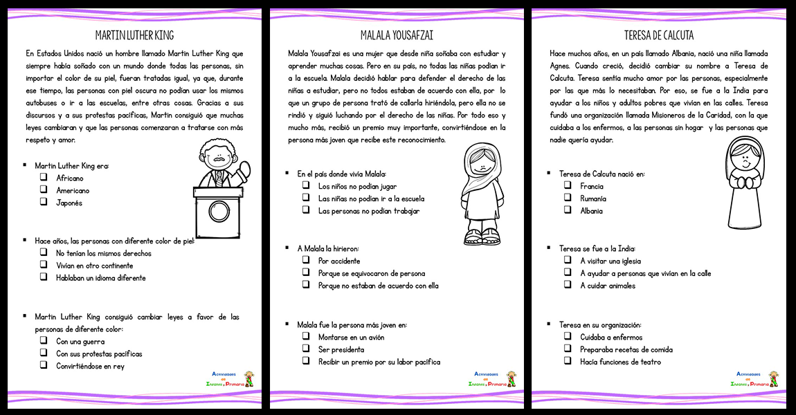 Lecturas cortas para ejercitar la comprensión lectora: Los personajes ...