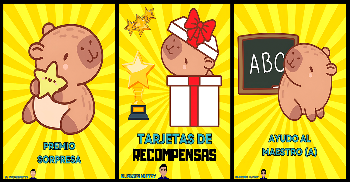 Preciosas tarjetas de recompensa con ilustraciones de Capibara ...