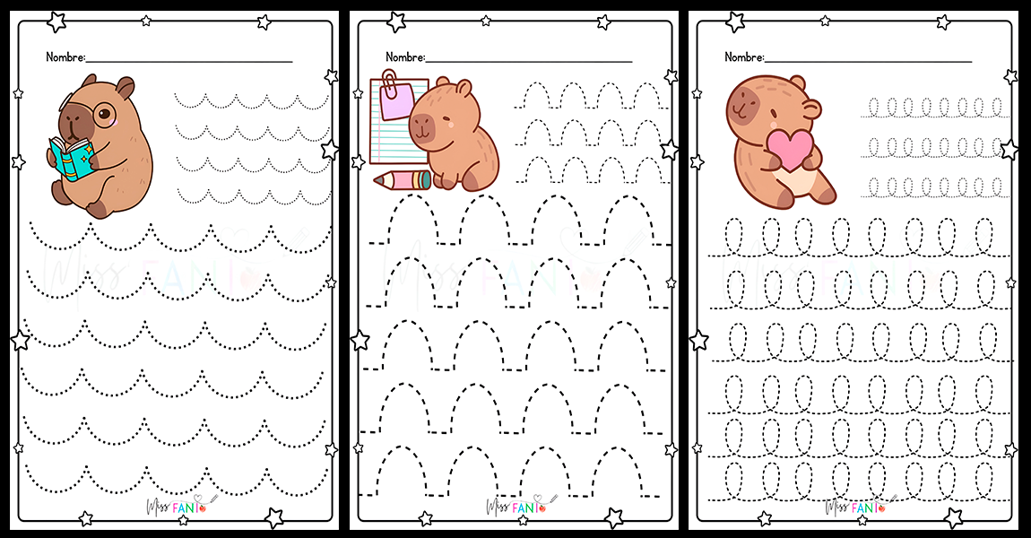 Fichitas para ejercitar el trazo de Capibara - Actividades de infantil y primaria