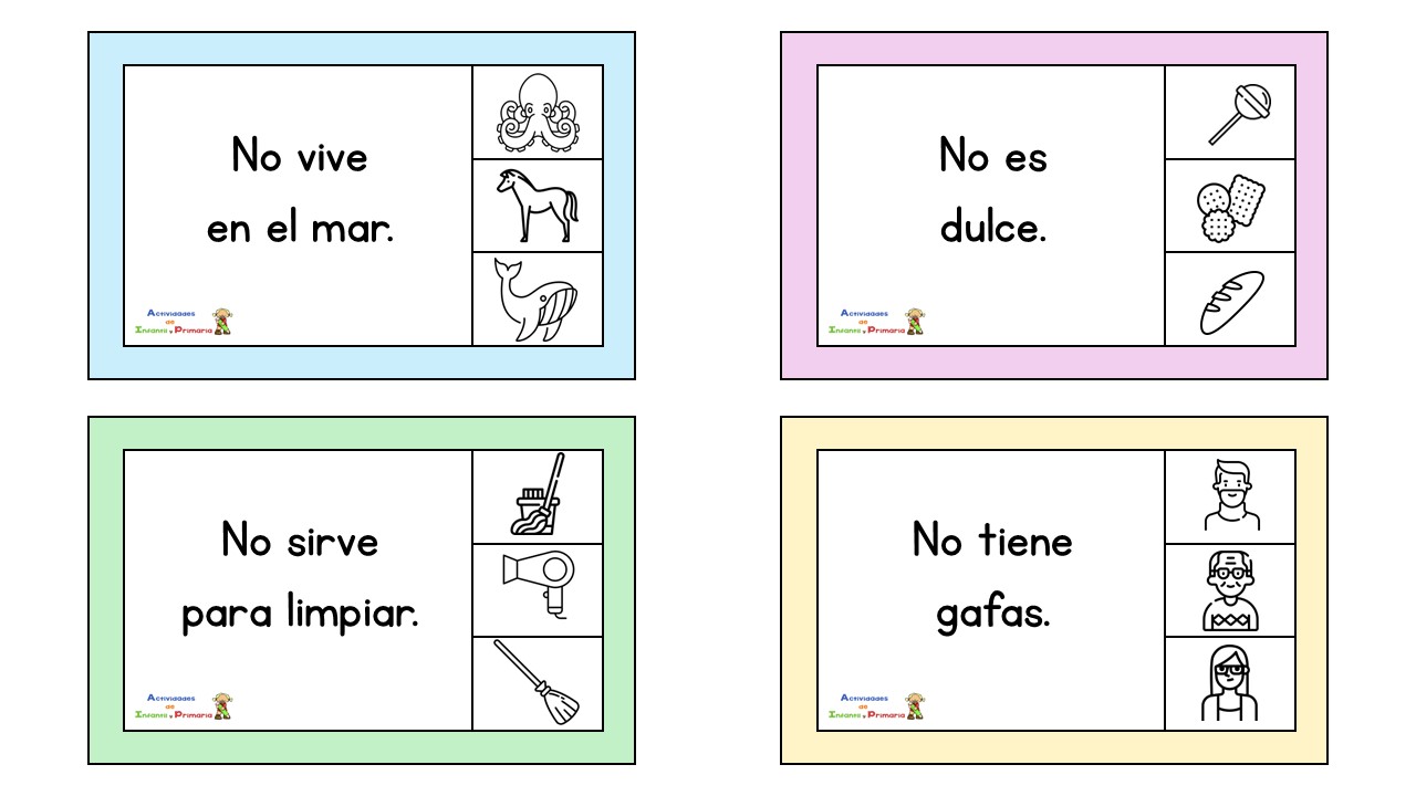 Tarjetas para reforzar la comprensión de frases en negativo ...