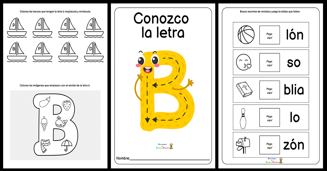 Cuaderno de lectoescritura: Conozco la letra B - Actividades de infantil y primaria