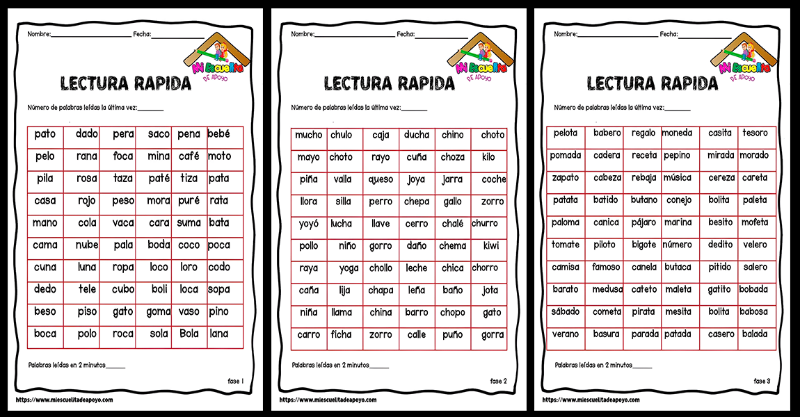 Velocidad lectora: Lectura rápida de palabras por niveles - Actividades ...