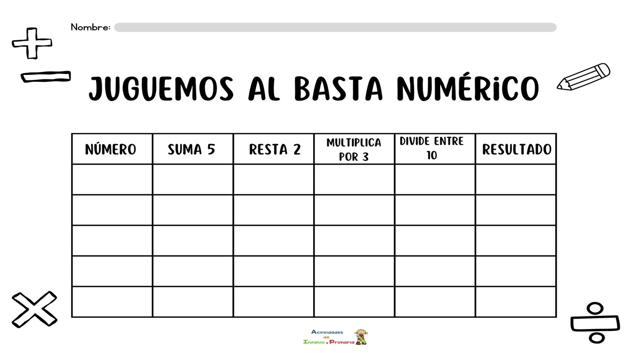 Juguemos al basta numérico - Actividades de infantil y primaria