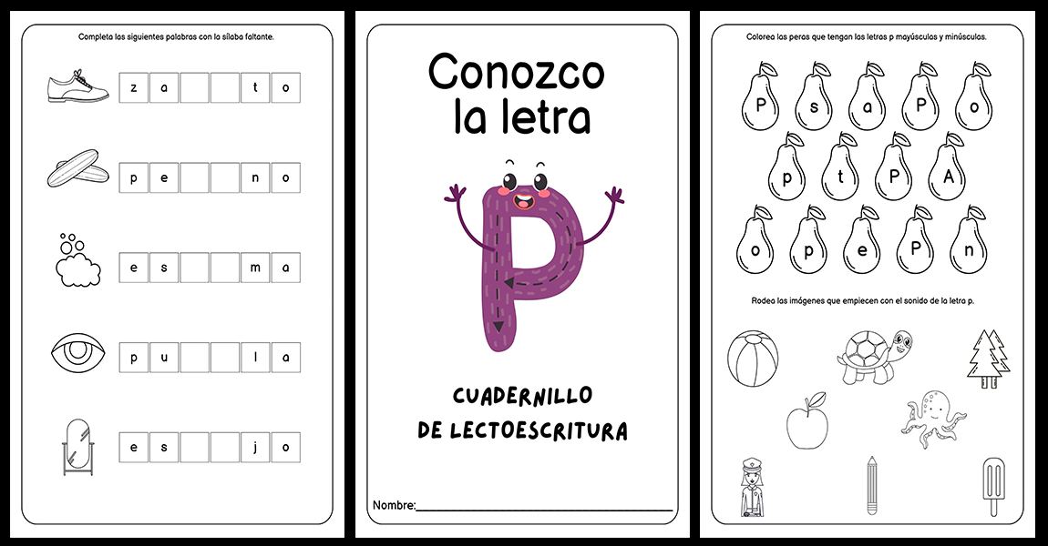 Cuadernito de lectoescritura: Conozco la letra P - Actividades de ...