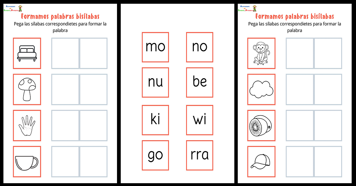 Actividad manipulativa para formar palabras bisílabas - Actividades de ...