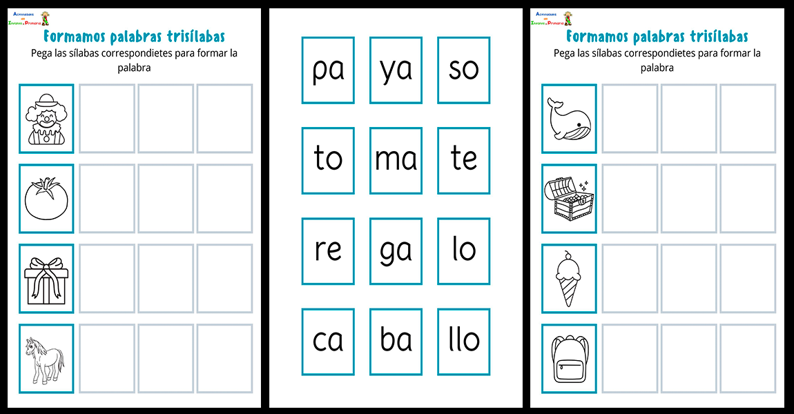 Actividad manipulativa para formar palabras trisílabas - Actividades de ...