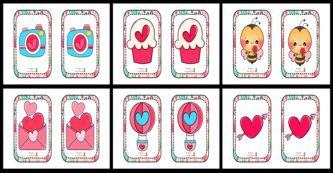 Precioso memory para jugar con motivos de San Valentín - Actividades de ...