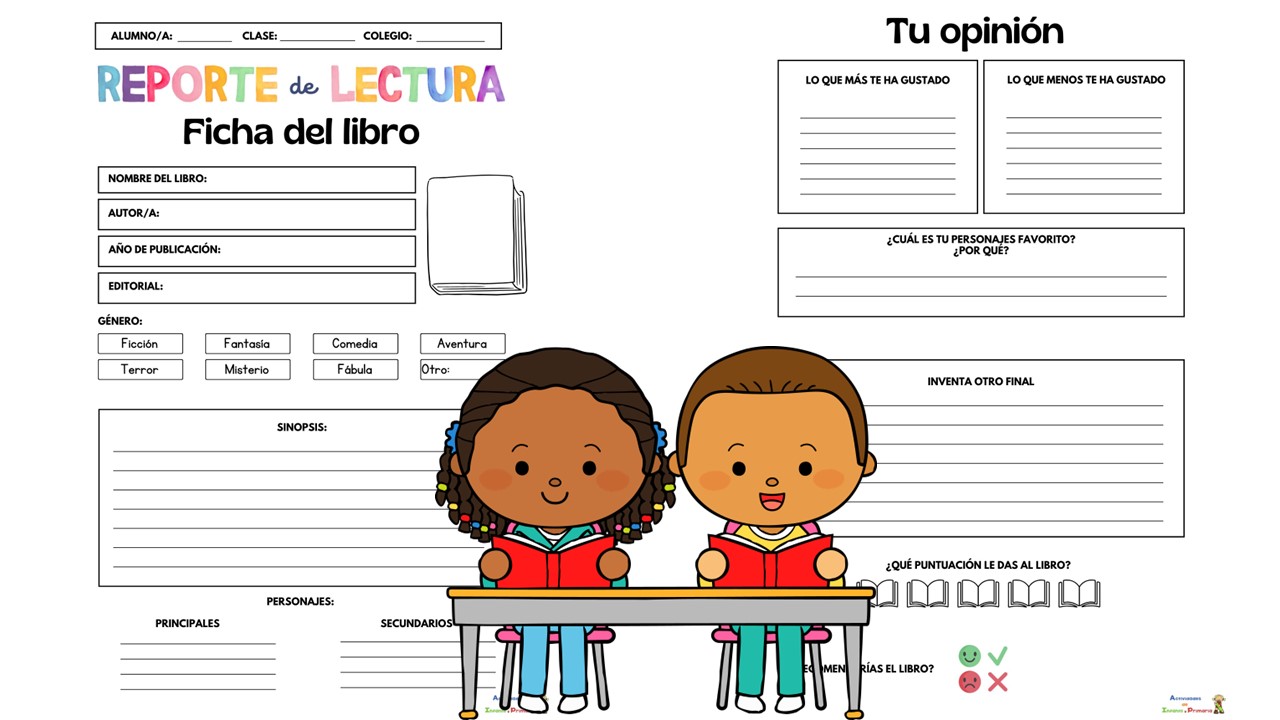 Reporte de lectura para completar después de leer un libro ...