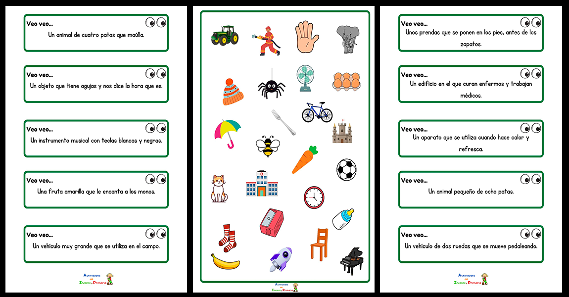Jugamos al veo veo con definiciones - Actividades de infantil y primaria