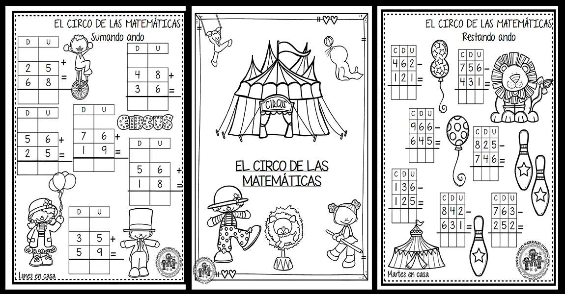 El circo de matemático de las sumas y restas - Actividades de infantil ...