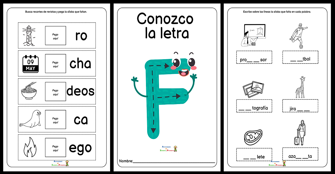 Cuaderno de lectoescritura: Conozco la letra F - Actividades de ...