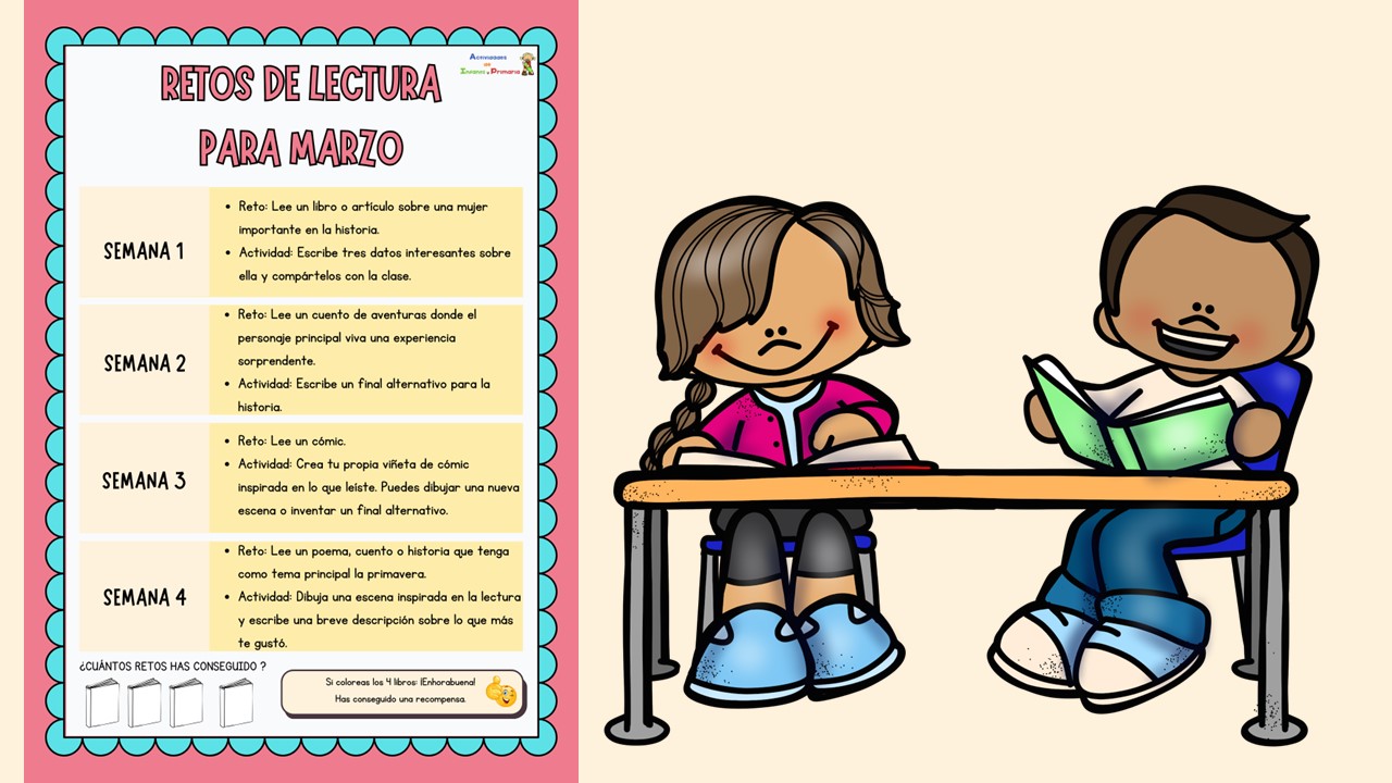 Retos de lectura para el mes de marzo - Actividades de infantil y primaria