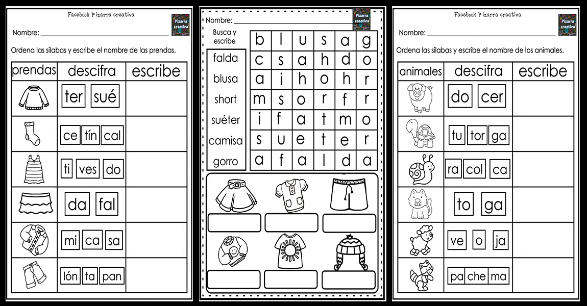 Divertidas fichas de lectoescritura de palabras por sílabas y letras - Actividades de infantil y ...