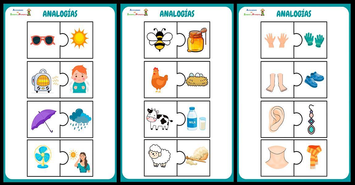 Puzles ilustrativos de analogías visuales - Actividades de infantil y ...