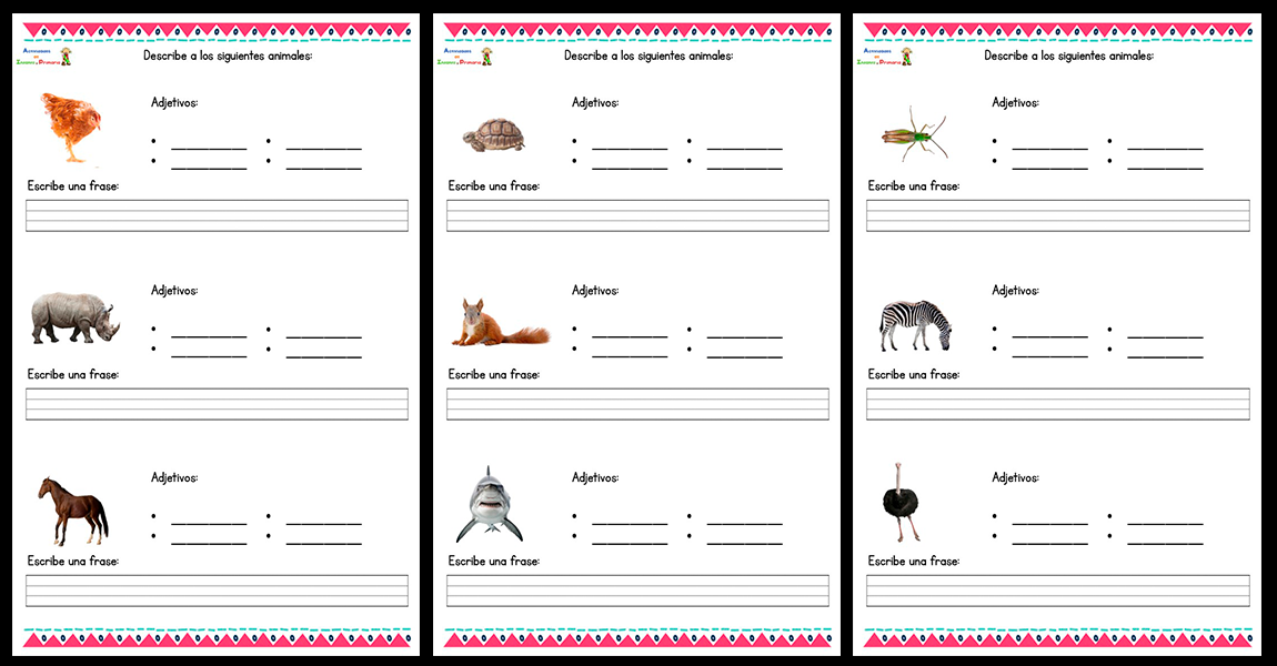 Nuevas fichas para describir animales - Actividades de infantil y primaria