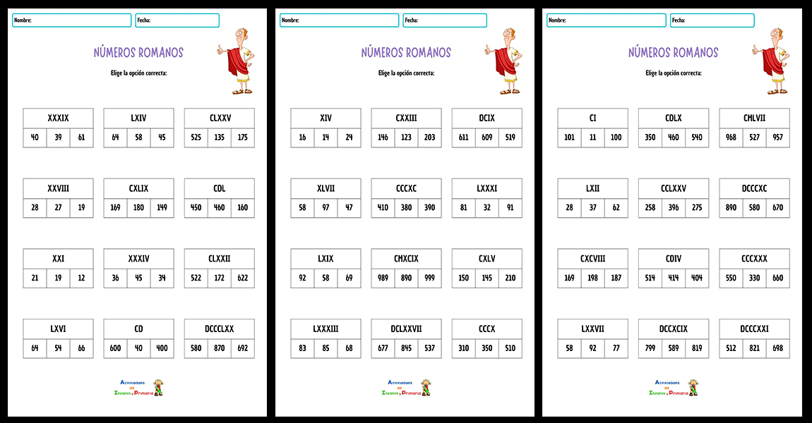 Fichas para trabajar con números romanos - Actividades de infantil y ...