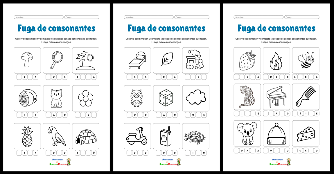 Hojas De Trabajo De Palabras Consonantes Vocales Y Consonantes