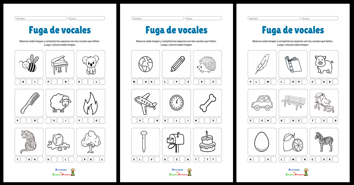 Hojas De Trabajo Sobre Los Sonidos De Las Vocales