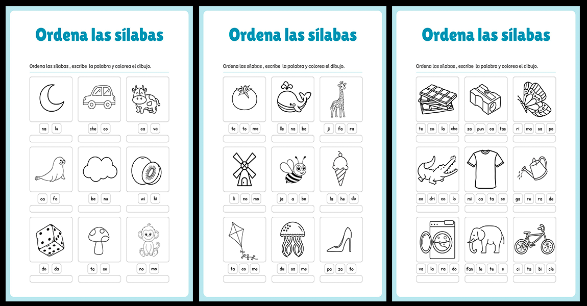 Fichas para palabras de 2,3 y 4 sílabas - Actividades de infantil y ...