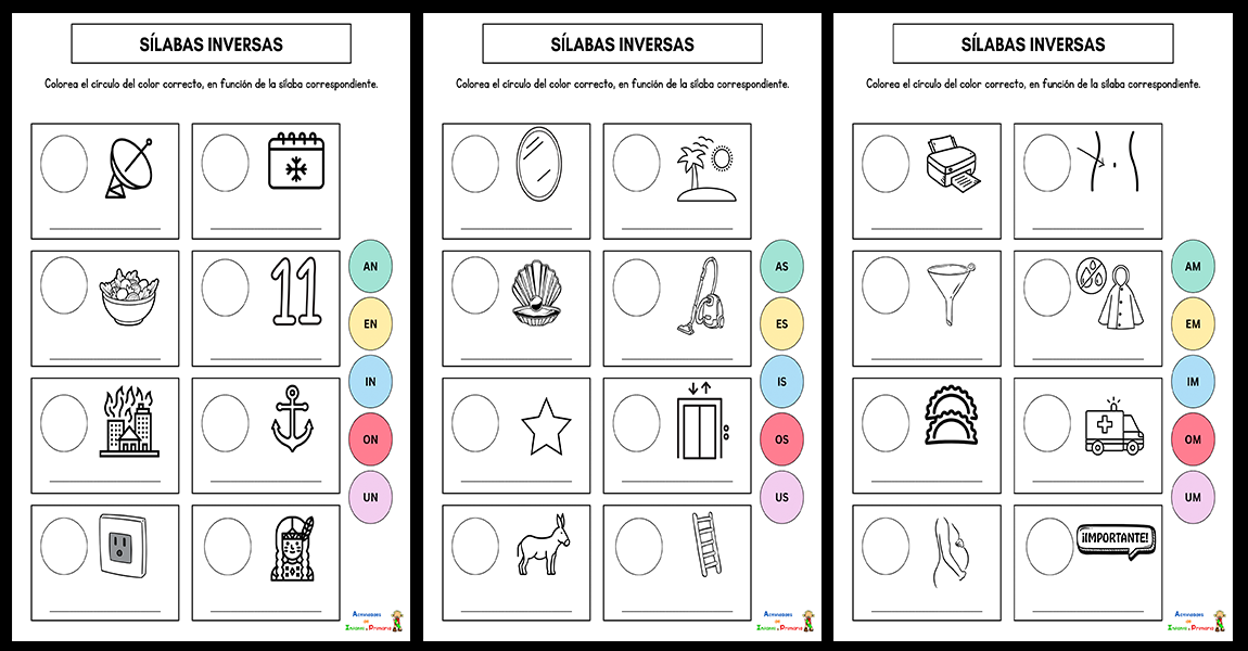 sílabas inversas archivos - Actividades de infantil y primaria