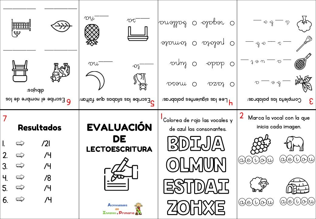 Minilibro: Evaluación de lectoescritura - Actividades de infantil y ...