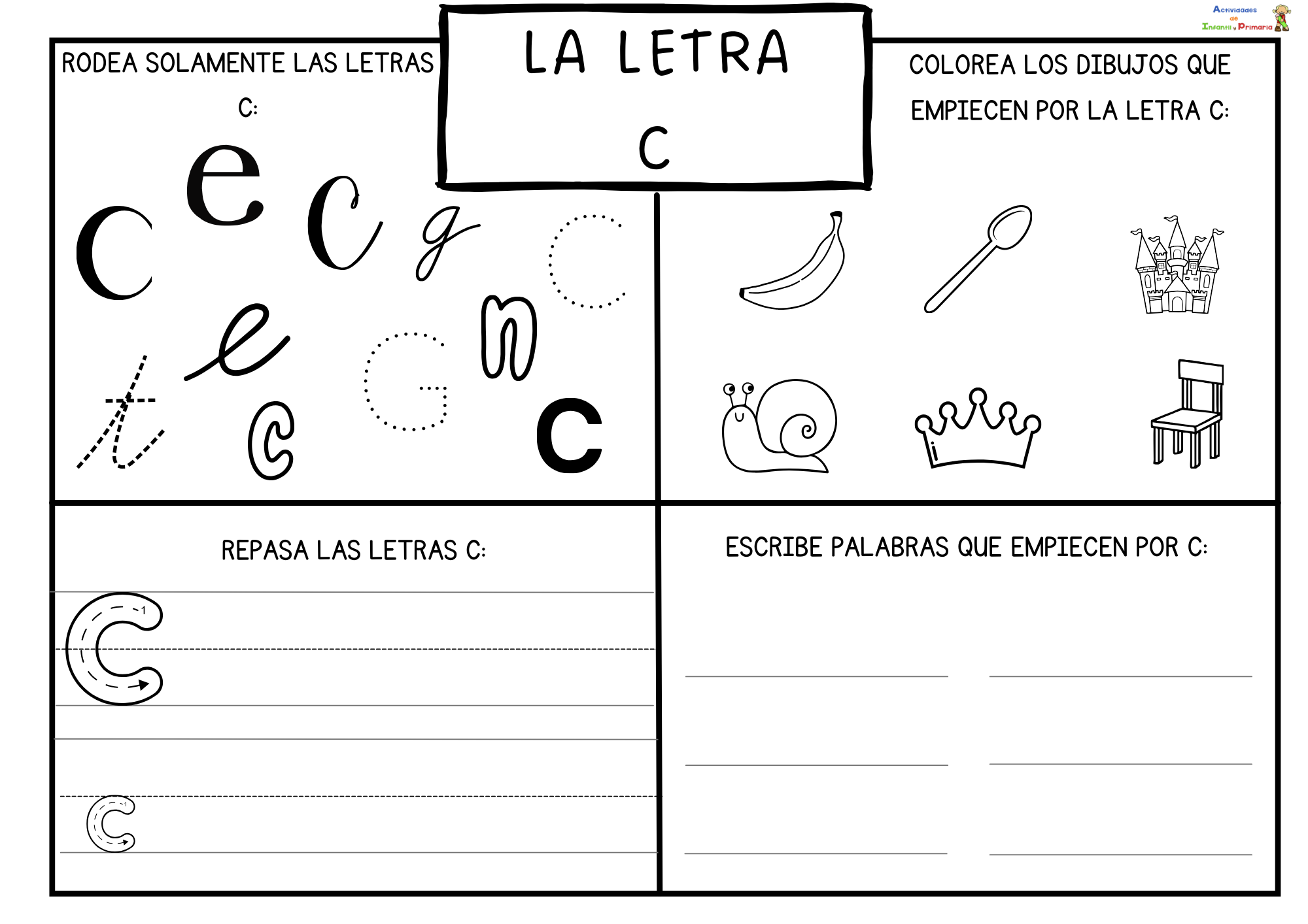 Hojas De Trabajo Imprimibles Con La Letra C