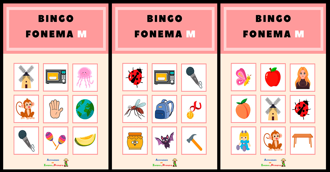 Bingo fonema M - Actividades de infantil y primaria