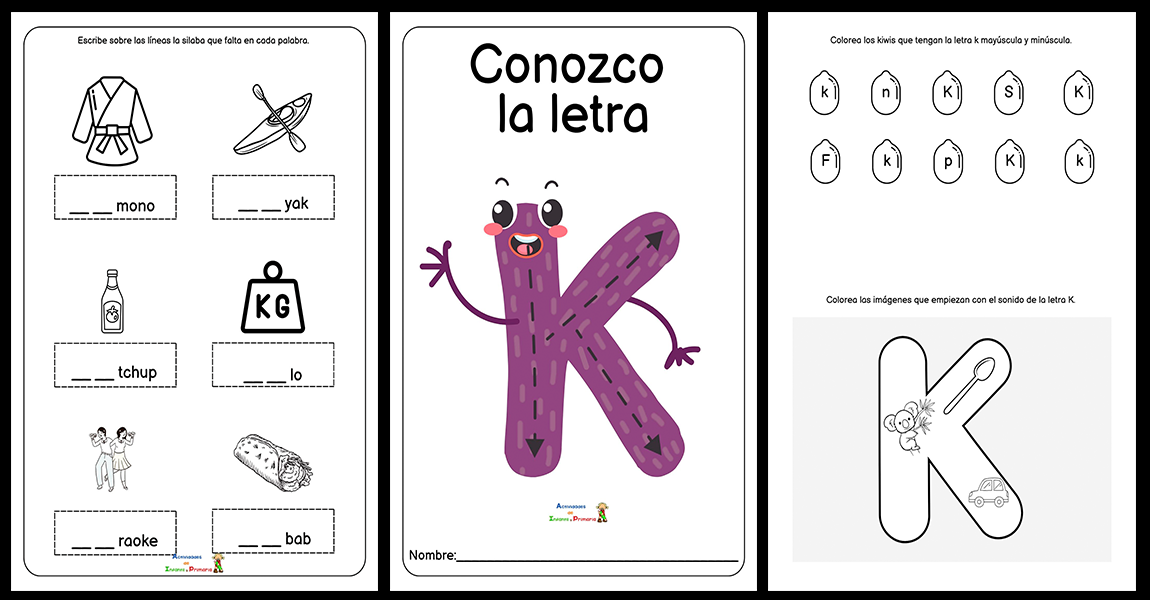 Hojas De Trabajo De La Letra K Para Preescolar Sílabas Con La Letra