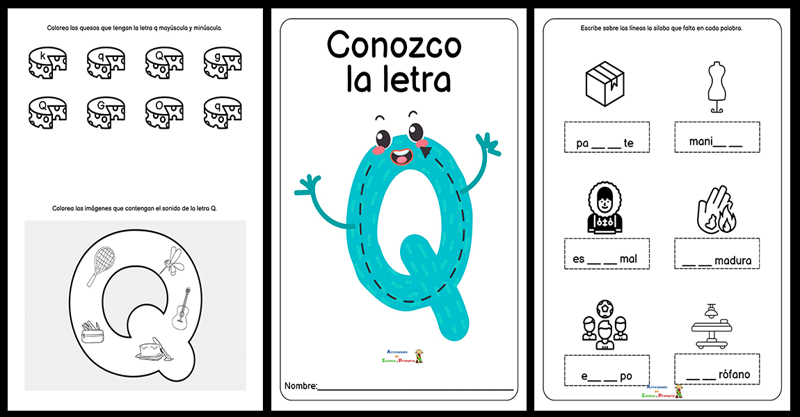 Cuaderno de lectoescritura: Conozco la letra Q - Actividades de ...