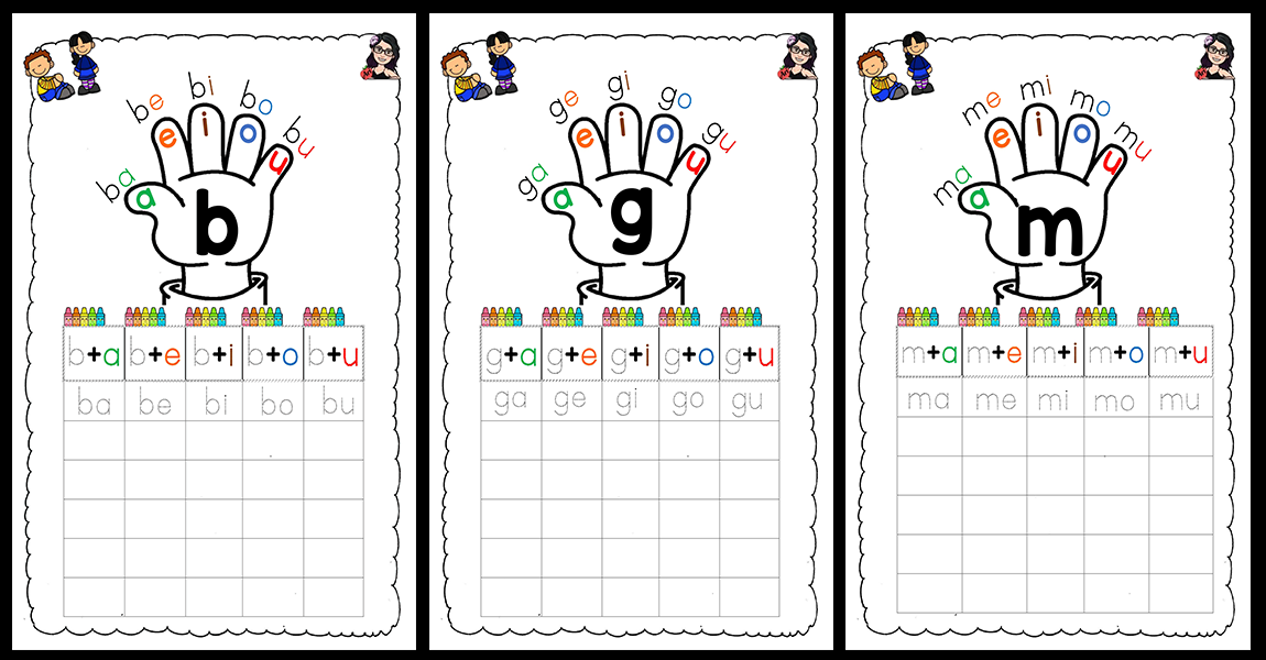 Silabario simple formato visual manos - Actividades de infantil y primaria