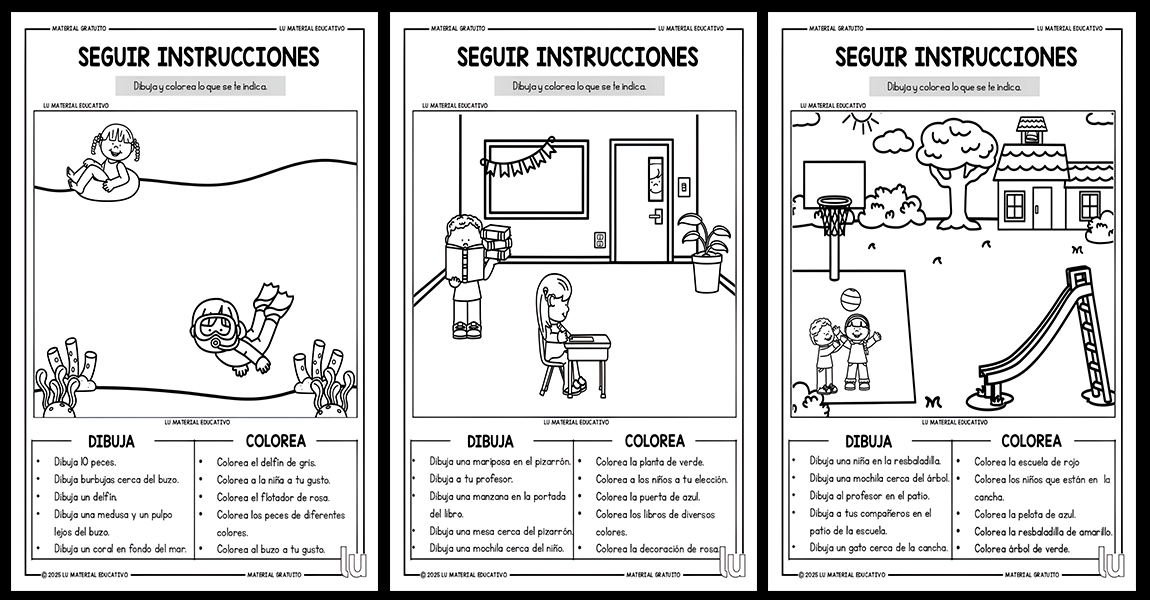 Comprensión lectora: Dibujar y colorear siguiendo siguiendo las instrucciones - Actividades de ...