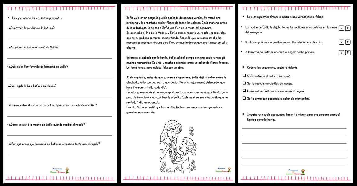 Lectura comprensiva de un cuento con temática del Día de la Madre ...