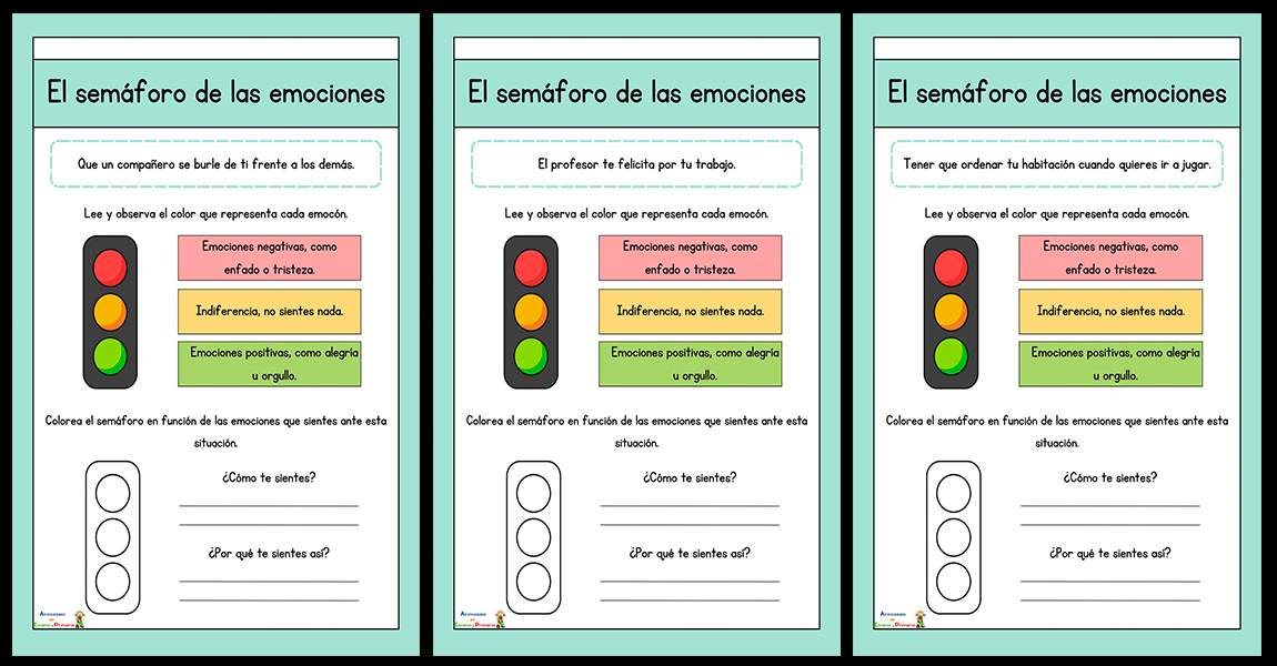 El semáforo de las emociones - Actividades de infantil y primaria
