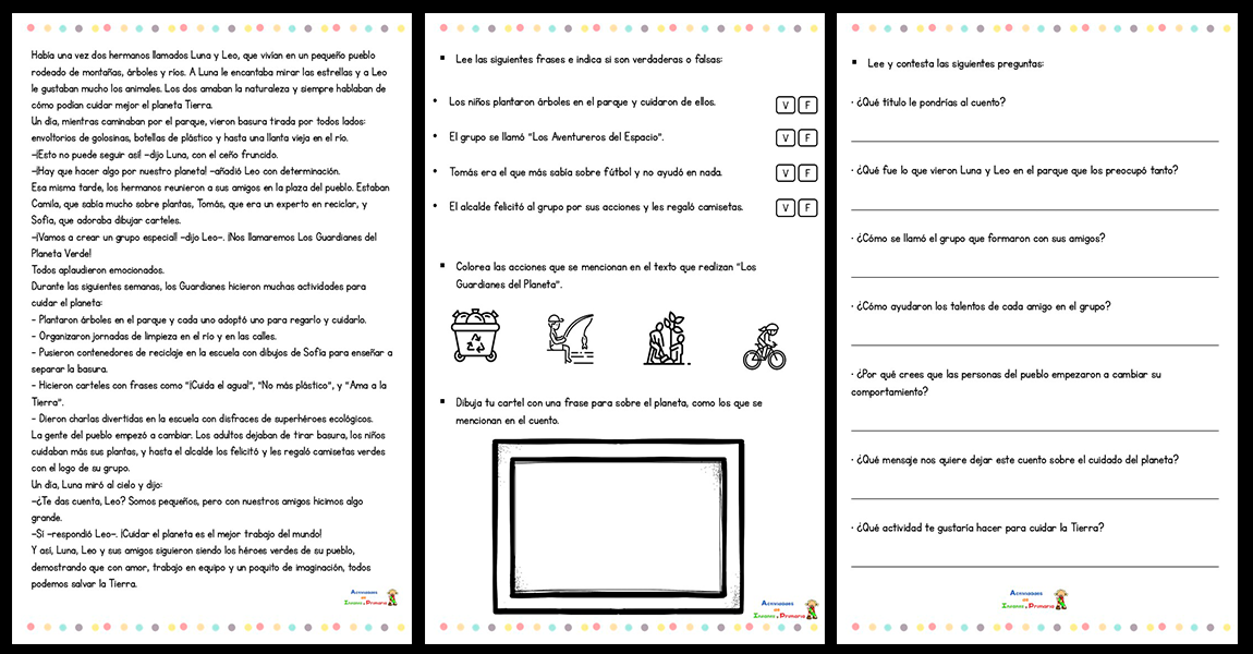 Comprensión lectora a partir de un cuento por el Día de la Tierra ...