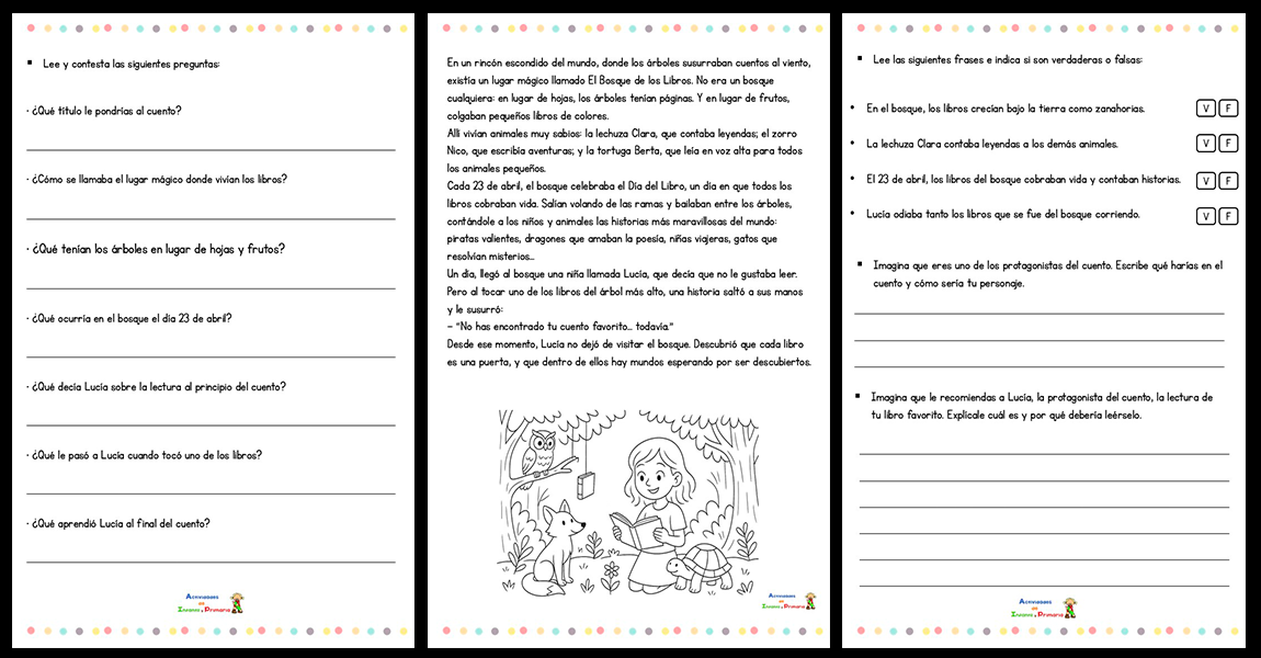 Preciosa lectura del Día del Libro: Cuento + actividades de comprensión ...