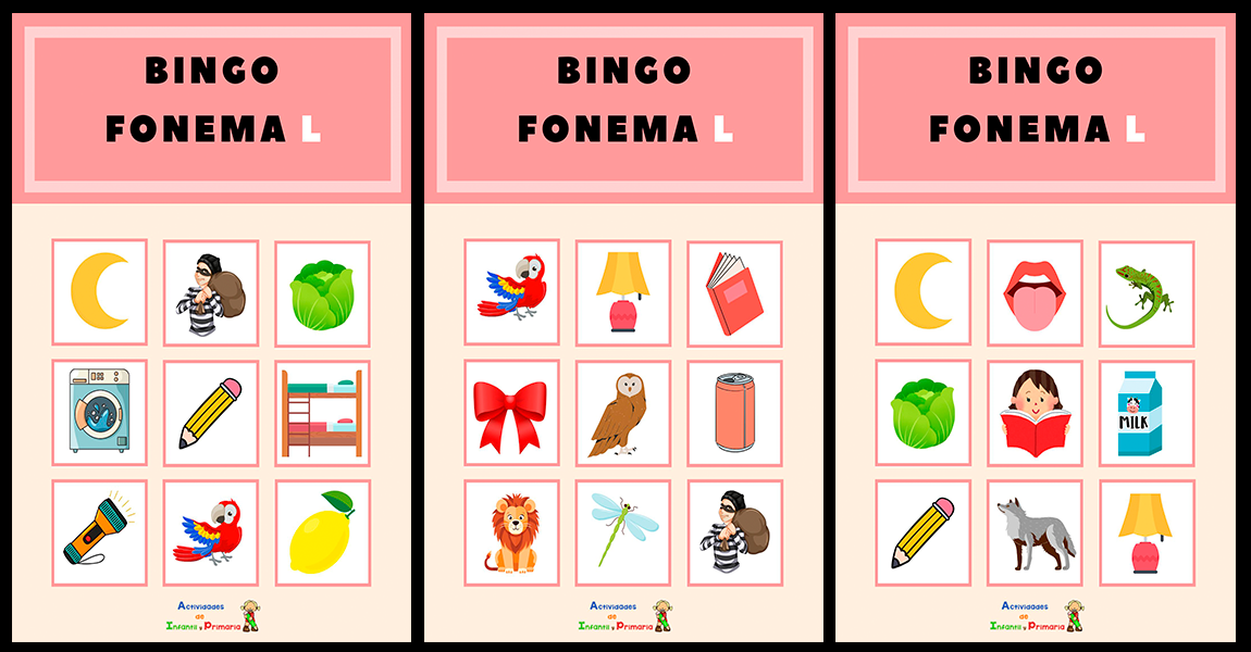 Bingo fonema L - Actividades de infantil y primaria