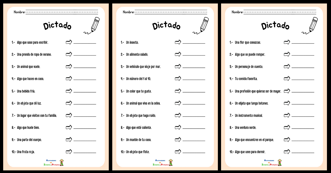 Original dictado de palabras a partir de una pista - Actividades de ...