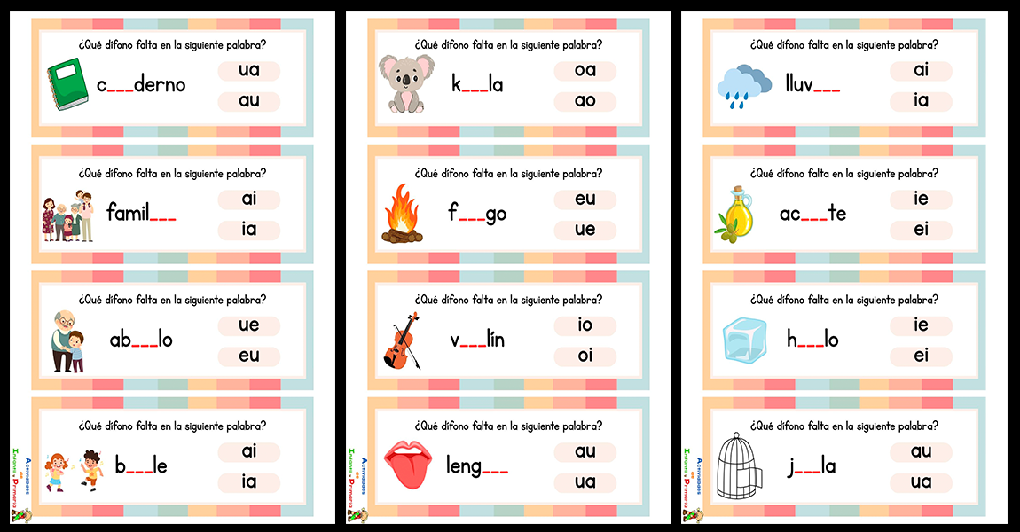 dífonos vocálicos archivos - Actividades de infantil y primaria