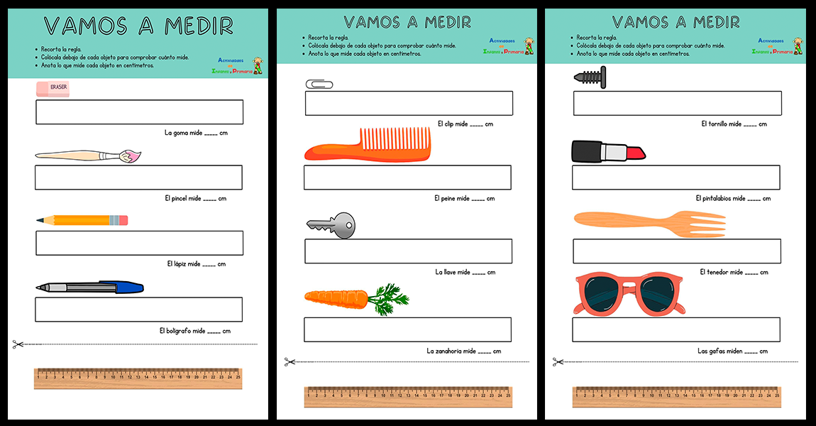 Actividad manipulativa para medir objetos - Actividades de infantil y ...