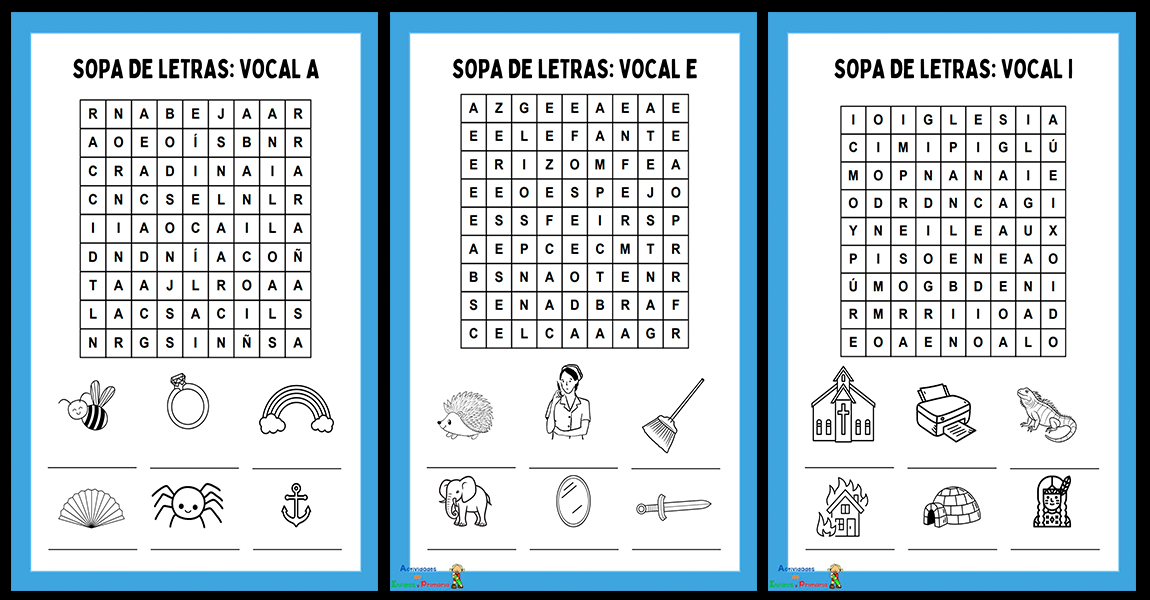 Sopas de letras: Palabras que empiezan por vocal - Actividades de ...
