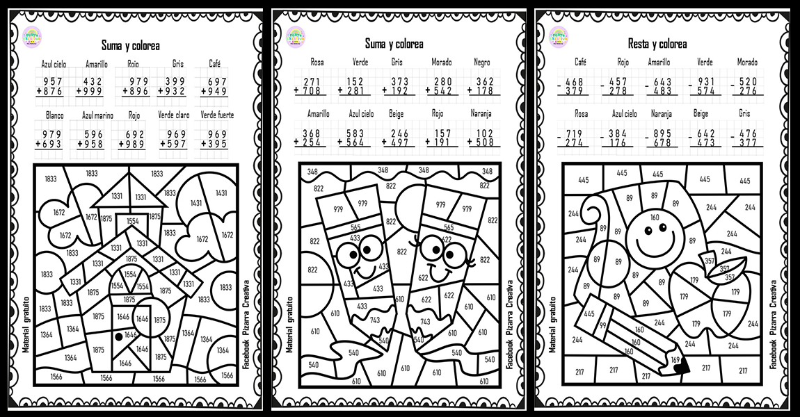 Cuadernito de repaso de sumas y restas: Resuelve y colorea ...