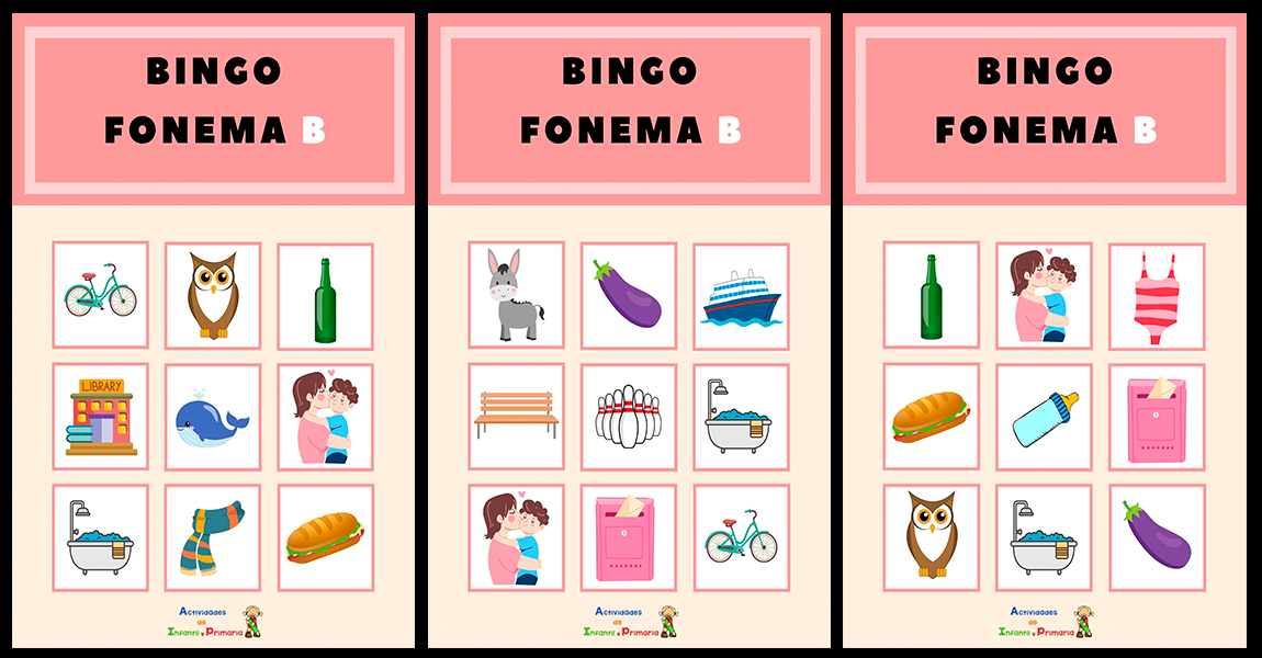 Bingo fonema B - Actividades de infantil y primaria