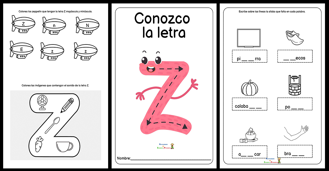 Cuaderno lectoescritura: Conozco la letra Z - Actividades de infantil y ...