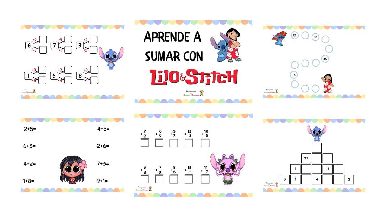 Cuadernito: Aprende a sumar con Lilo y Stitch - Actividades de infantil ...