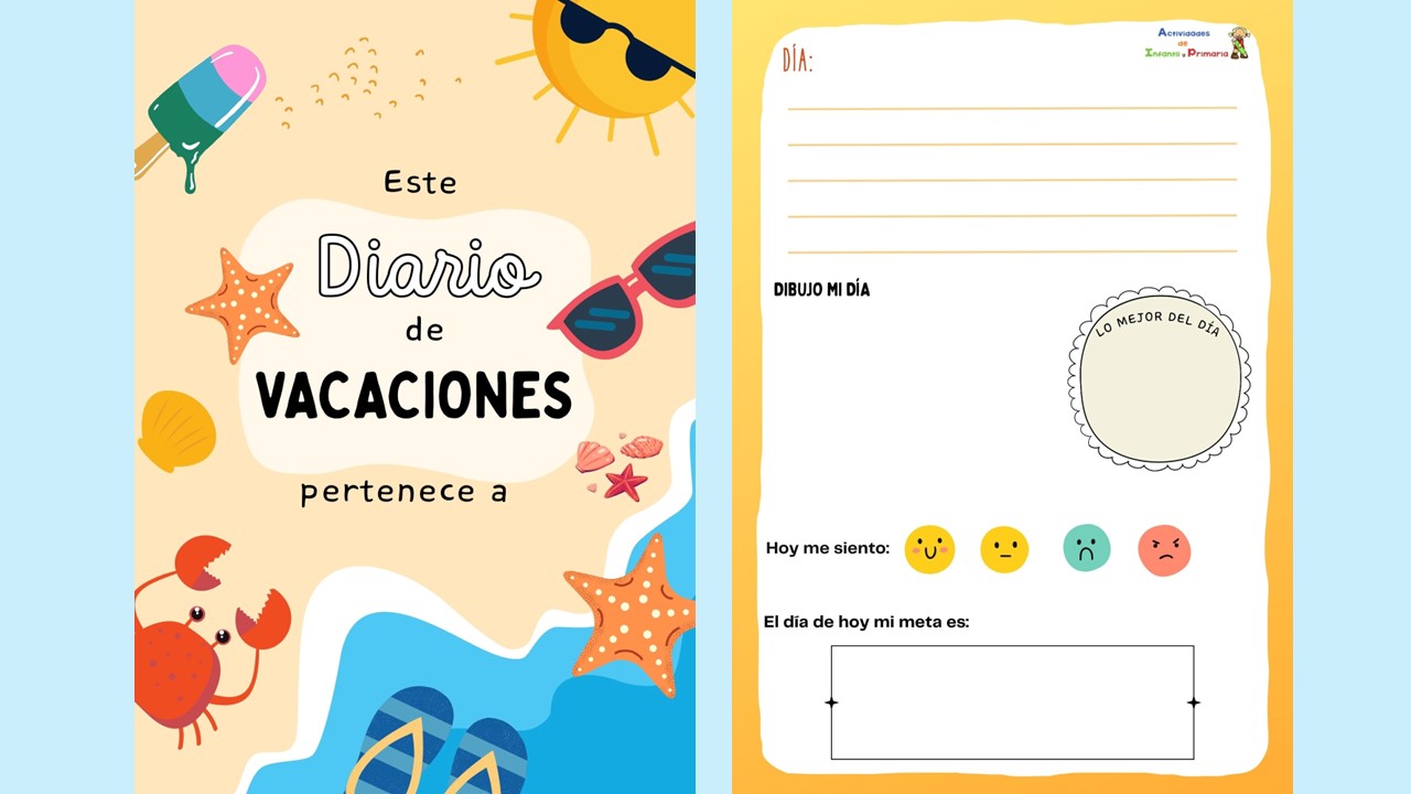Plantilla: Mi diario de vacaciones - Actividades de infantil y primaria