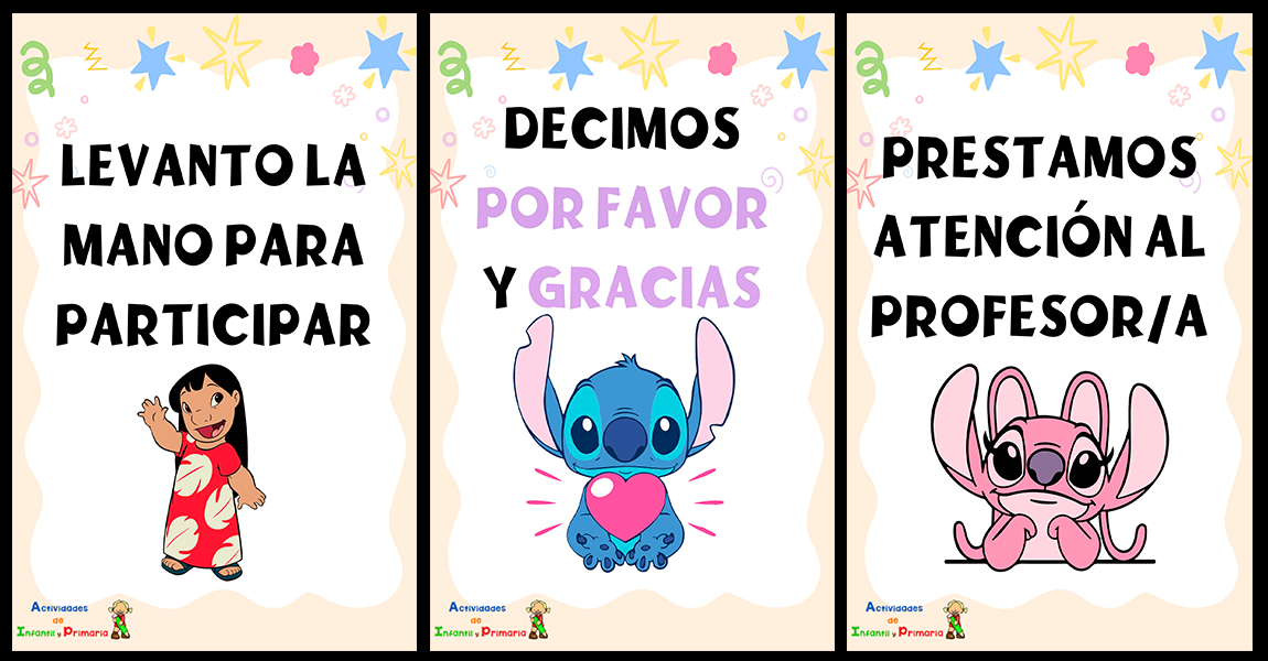 Carteles normas de convivencia con Lilo y Stitch - Actividades de ...
