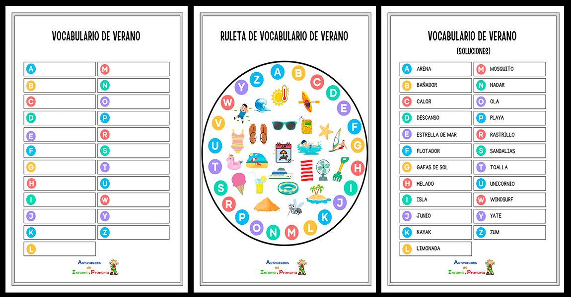 Pasapalabra visual del vocabulario de verano con imágenes - Actividades ...