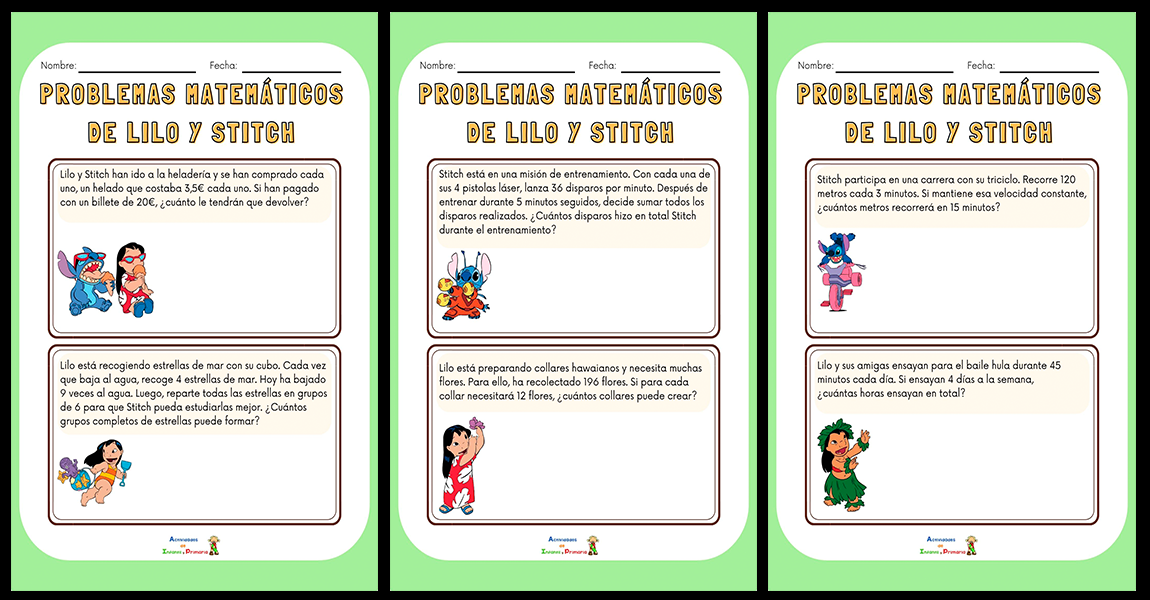 Divertidos problemas matemáticos de Lilo y Stitch - Actividades de ...