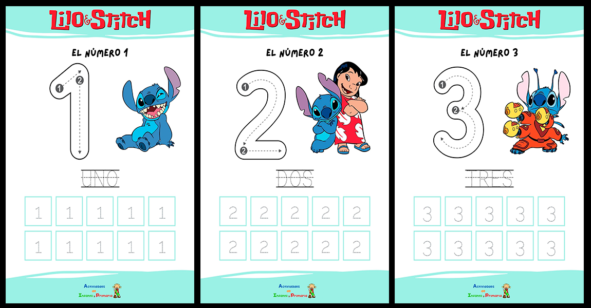 Librito de trazos de números con Lilo y Stitch - Actividades de ...