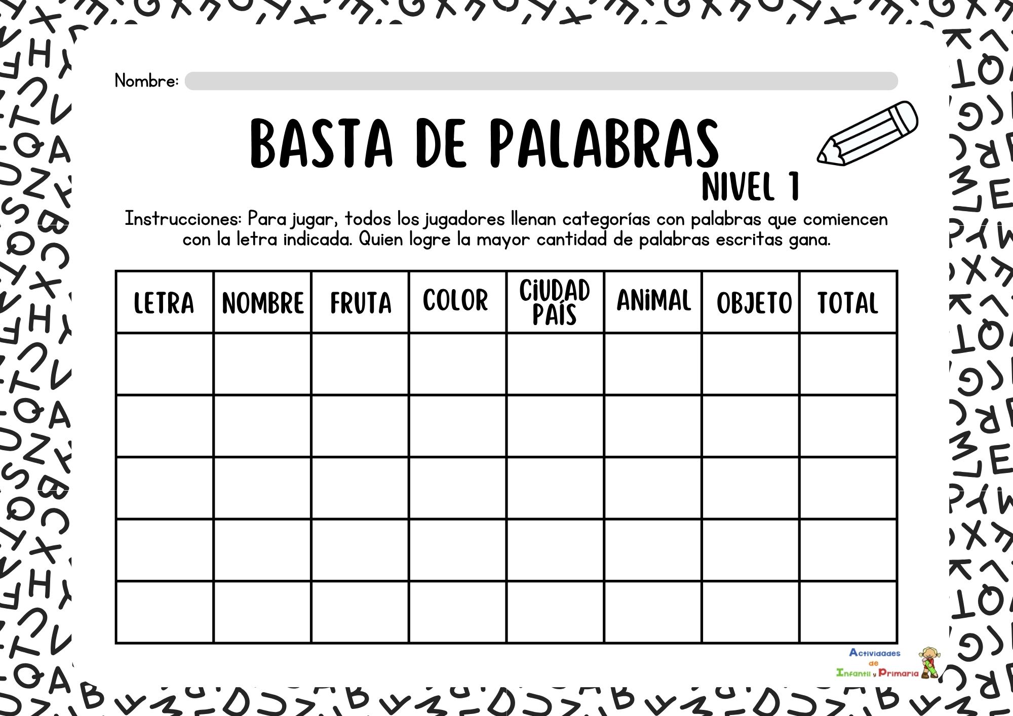 Basta de palabras diferentes niveles de dificultad - Actividades de ...